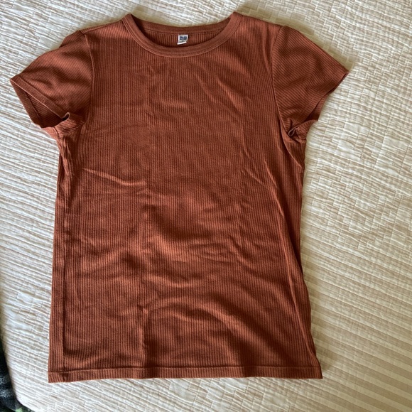 Uniqlo | Tops | Uniqlo Ribbed Burnt Orange Shirt | Poshmark
